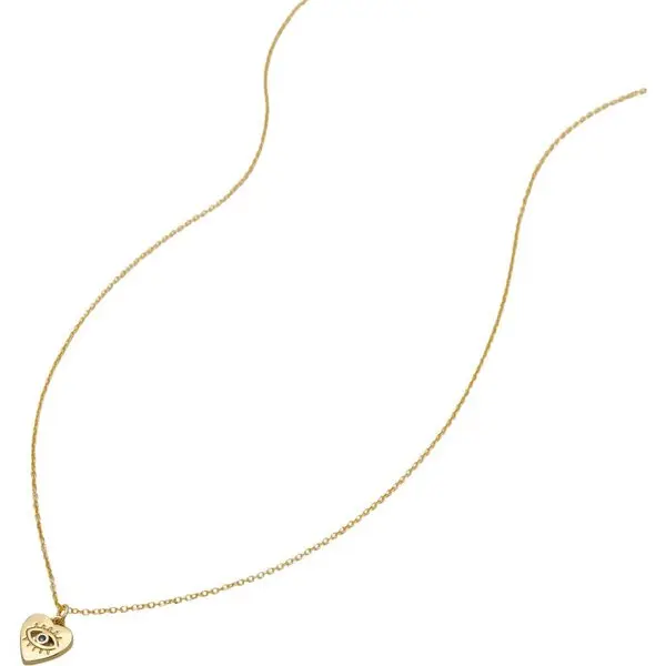 KATIE DEAN JEWELRY Mini Evil Eye Heart Necklace - Gold