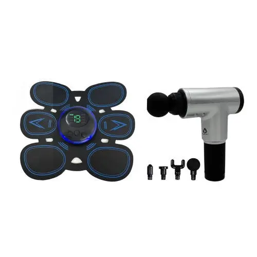 PURSONIC Core Sculpt & Total Body Recovery Bundle Rechargeable Abdominal Muscle Toner And 6-speed Deep Tissue Massage Gun - Multicolor