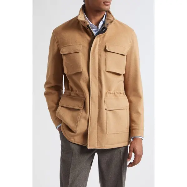 Isaia Unito Baby Wool Field Jacket With Packable Hood