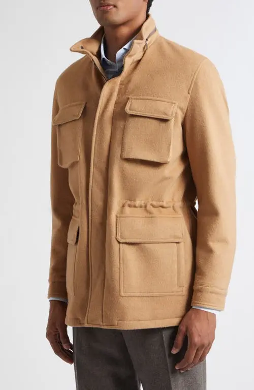 Isaia Unito Baby Wool Field Jacket With Packable Hood