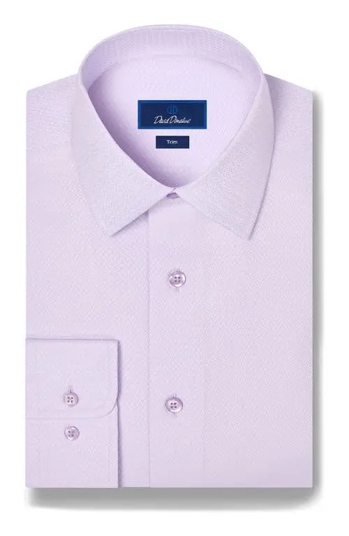 David Donahue Trim Fit Textured Cotton Dress Shirt - Lilac