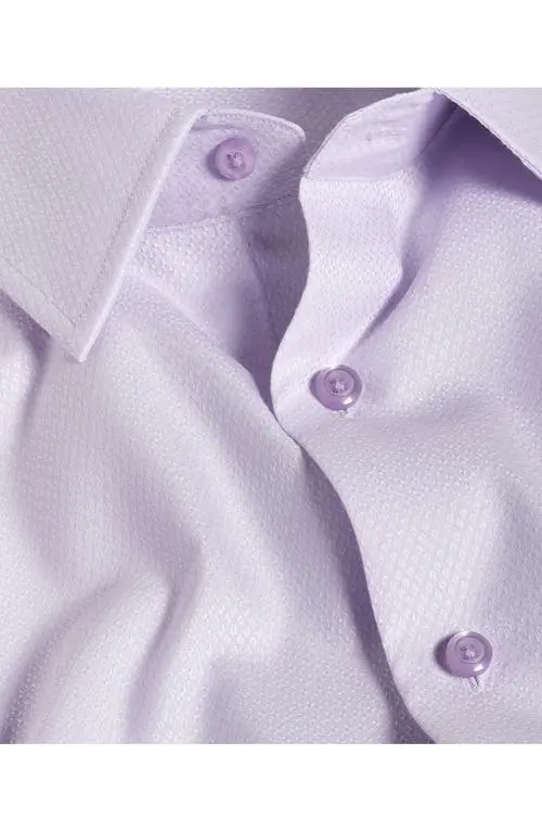 David Donahue Trim Fit Textured Cotton Dress Shirt - Lilac