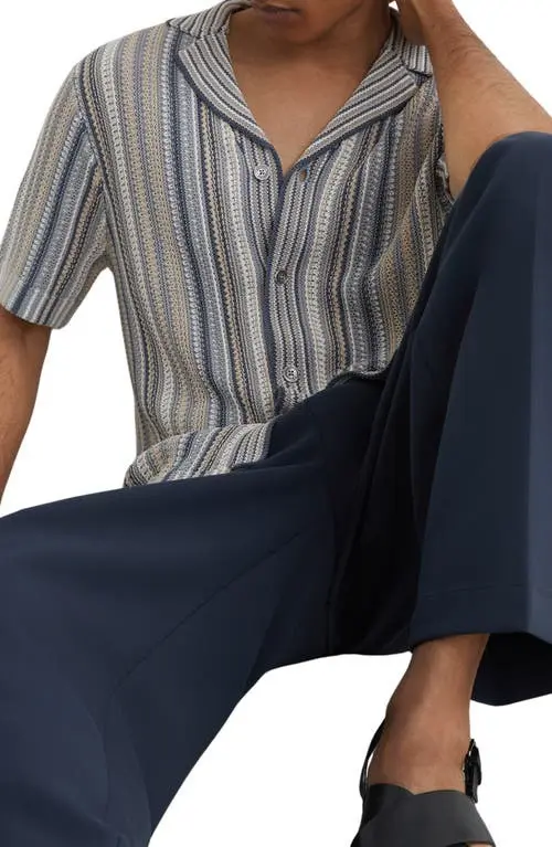REISS Caden Striped Button-up Camp Shirt