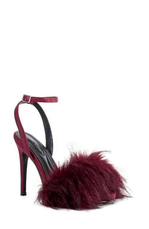 AZALEA WANG Nadia Faux Fur Pump - Burgundy