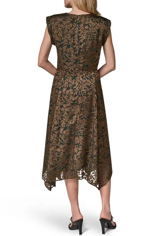 Donna Karan New York Burnout Cowl Neck Midi Dress