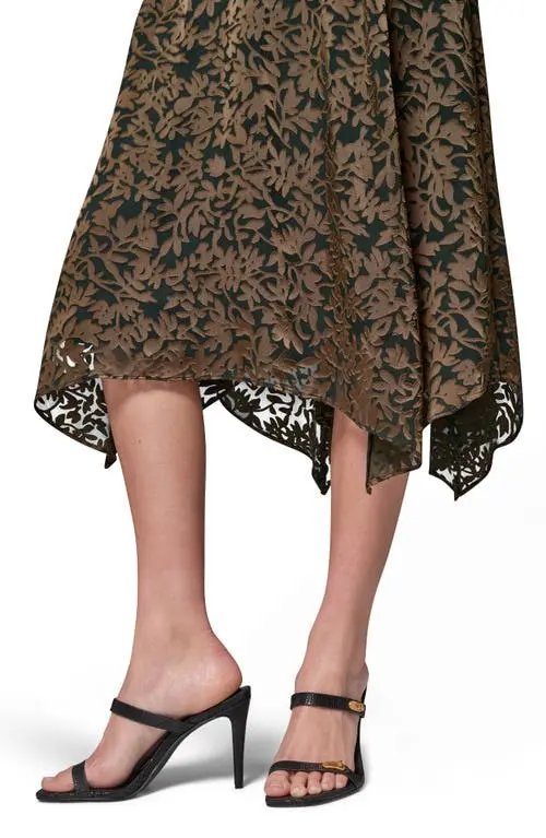 Donna Karan New York Burnout Cowl Neck Midi Dress