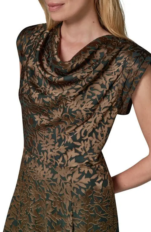 Donna Karan New York Burnout Cowl Neck Midi Dress
