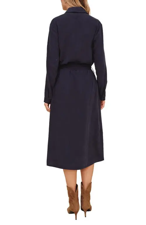 Bella Dahl Tie Waist Long Sleeve Midi Shirtdress