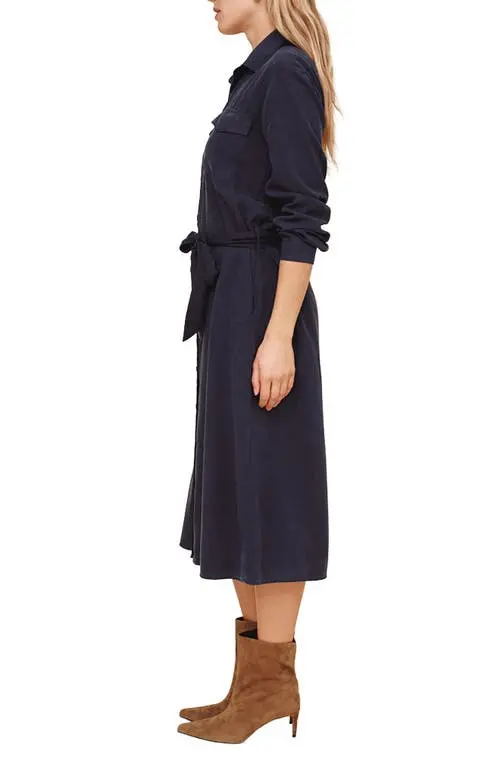 Bella Dahl Tie Waist Long Sleeve Midi Shirtdress