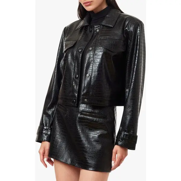 Habitual Croc Embossed Faux Leather Shrunken Jacket