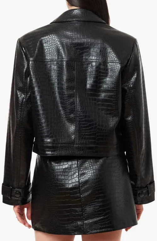 Habitual Croc Embossed Faux Leather Shrunken Jacket