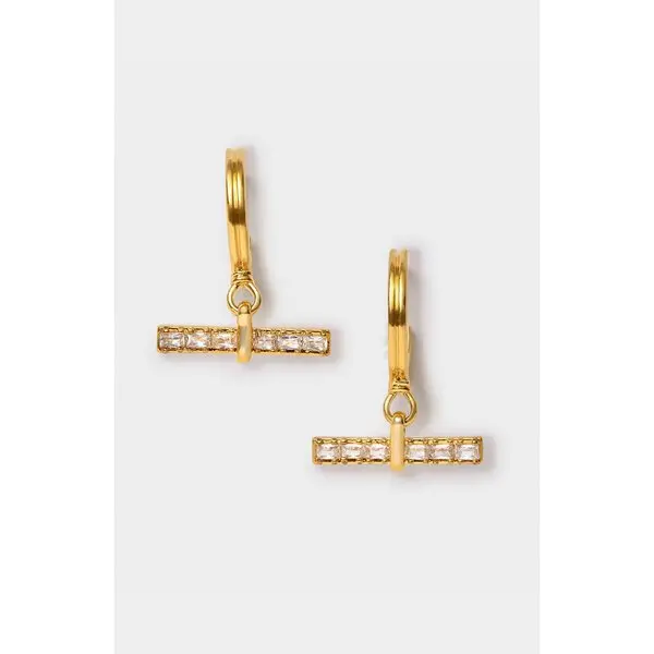 KATIE LOXTON Lustre T-bar Hoop Earrings - Gold