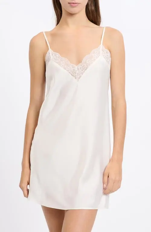 ETAM Desire Lace Trim Satin Chemise - Ecru