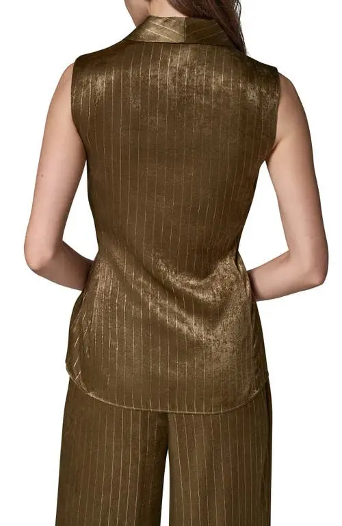 Donna Karan New York Tie Waist Sleeveless Top