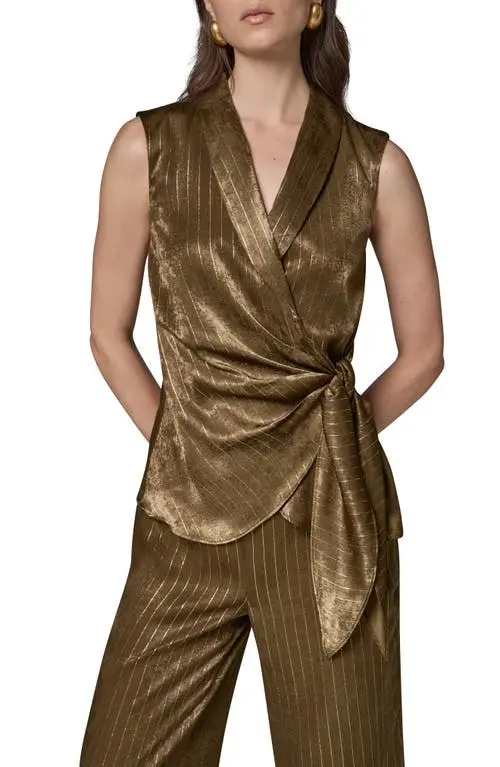Donna Karan New York Sleeveless Tie-waist V-neck Top