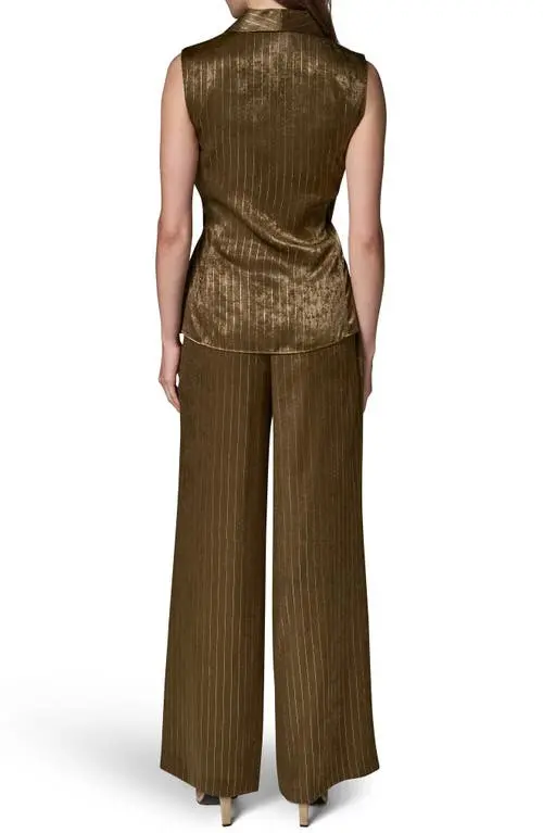 Donna Karan New York Sleeveless Tie-waist V-neck Top