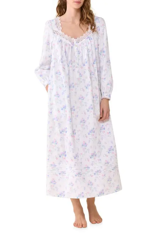 Eileen West Pintuck Cotton Ballet Nightgown - Blue/pink