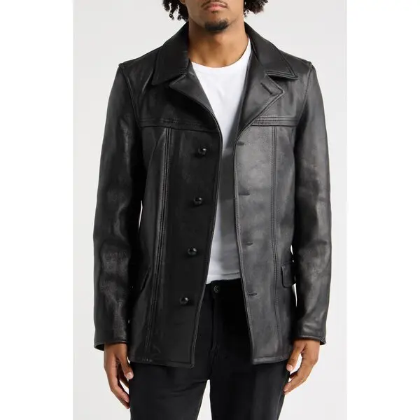 SCHOTT Backstage Leather Car Coat - Black