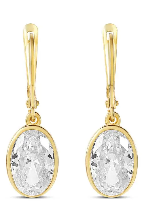 SHYMI Oval Zirconia Bezel Drop Earrings - Gold