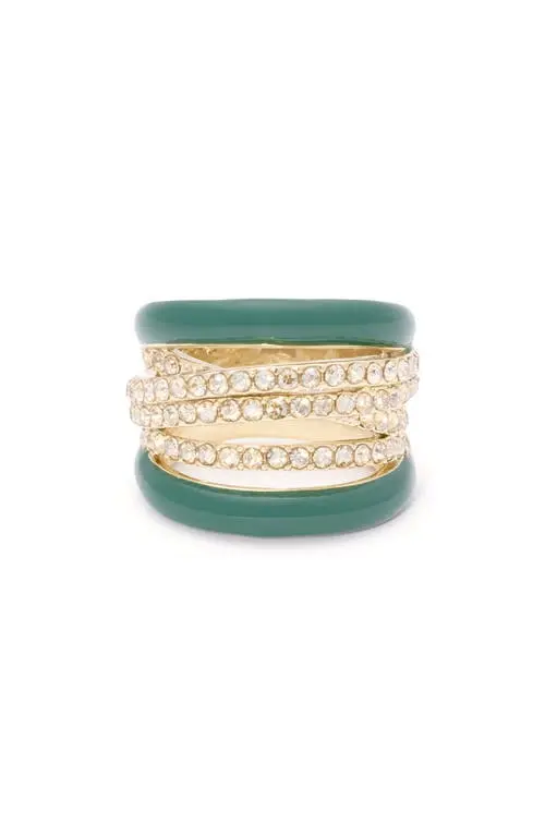 Ramy Brook Mila Enamel & Crystal Ring - Malachite