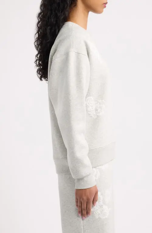 LoveShackFancy Havenleigh Crewneck Sweatshirt With Floral Lace Appliqués