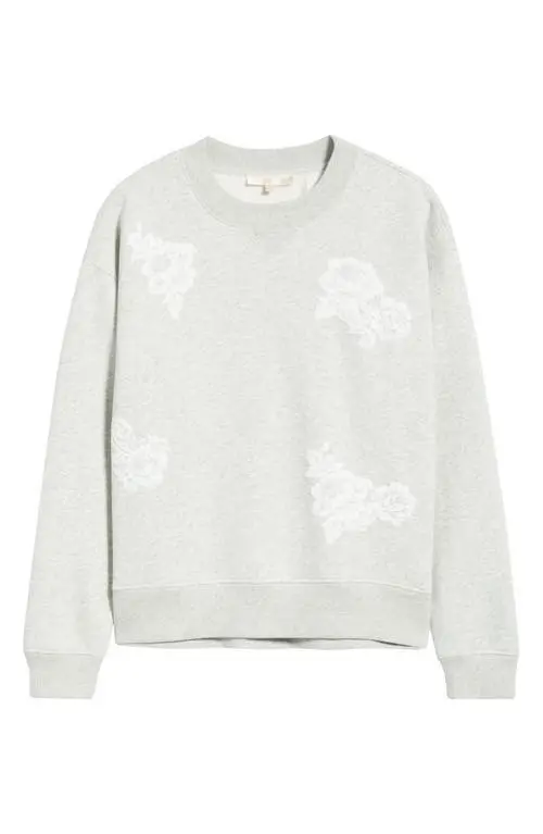 LoveShackFancy Havenleigh Crewneck Sweatshirt With Floral Lace Appliqués