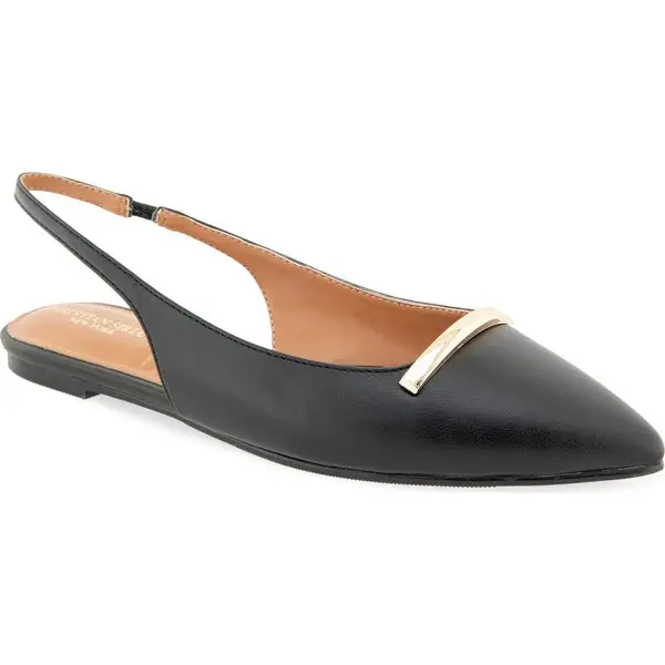Christian Siriano Kimbal Pointed Toe Slingback Flat - Black Pu