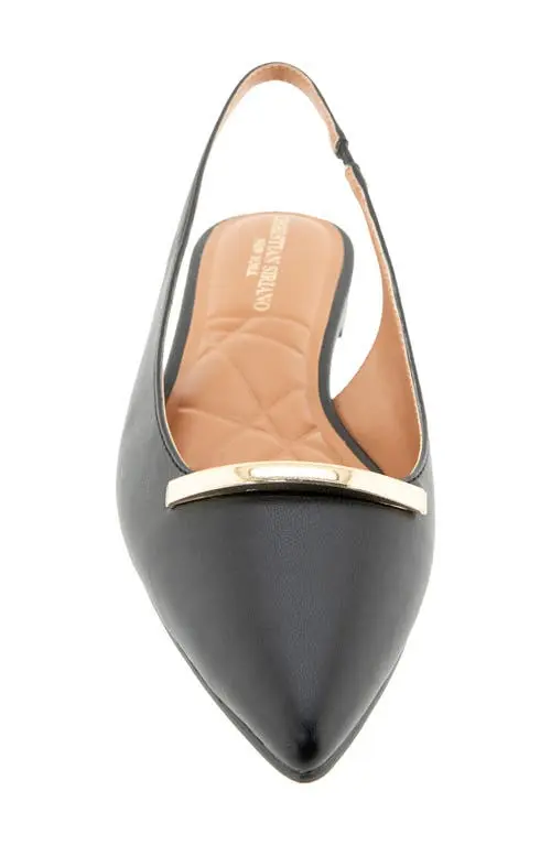 Christian Siriano Kimbal Pointed Toe Slingback Flat - Black Pu