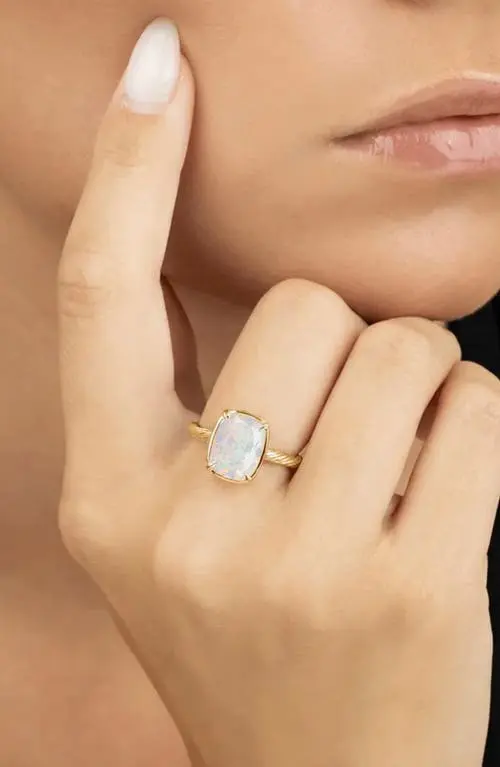 Sterling Forever Elon Sterling Lab Created Opal Statement Ring - Gold