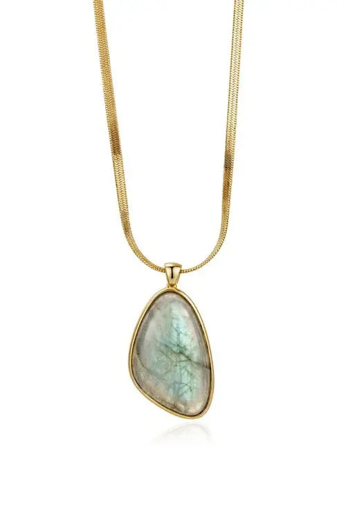 ST. MORAN 14k Yellow Gold Plated Labradorite Pendant Necklace - Green/gold