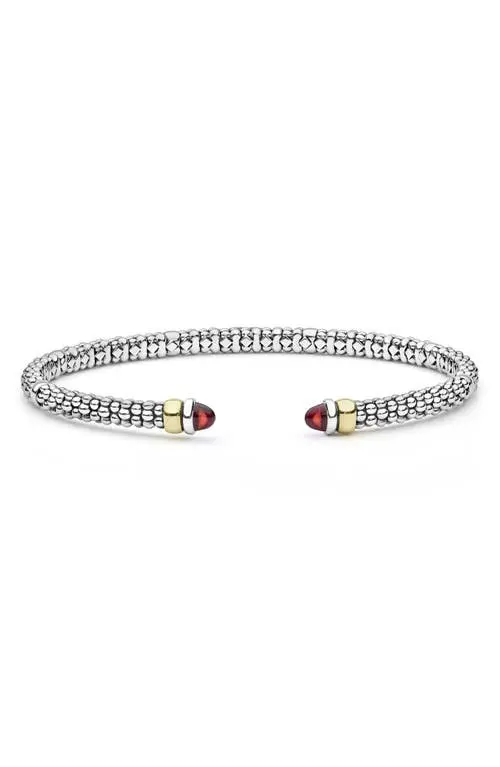Lagos Caviar 14k Gold & Sterling Silver Bracelet - Red Garnet