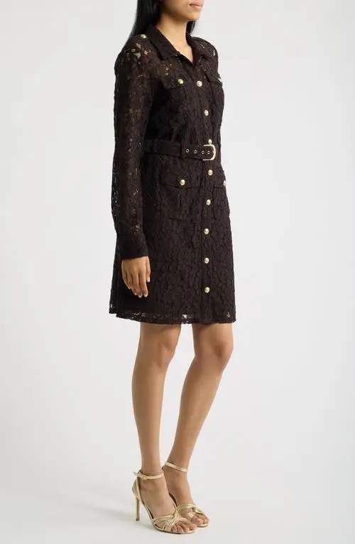 TAHARI ASL Lace Long Sleeve Shirtdress