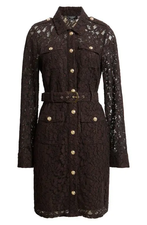 TAHARI ASL Lace Long Sleeve Shirtdress