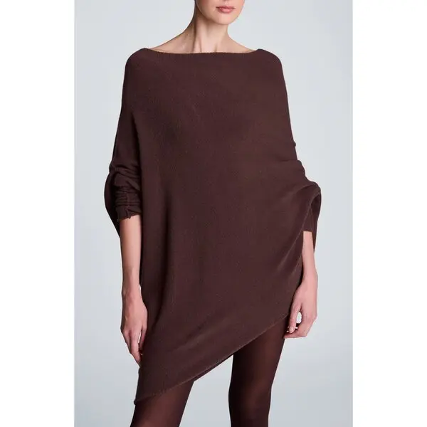 KENNETH COLE Asymmetric Drape Neck Sweater - Medium Bark