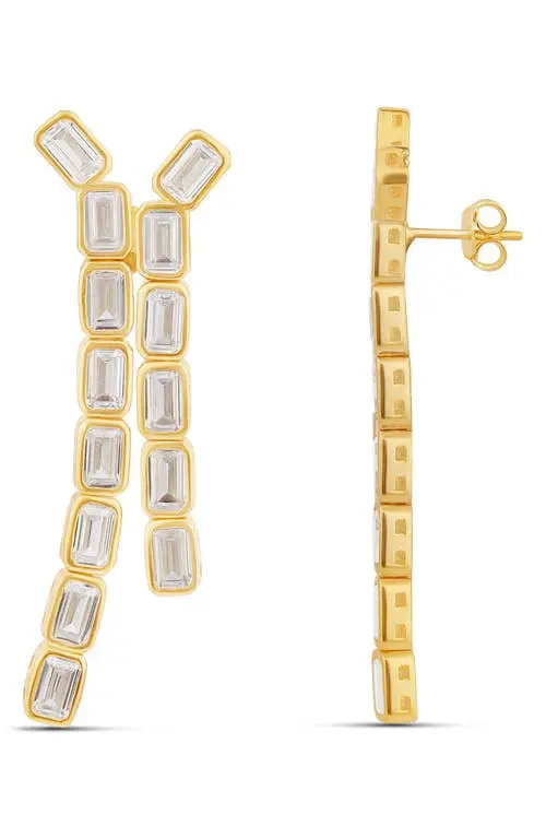 SHYMI Emerald Cut Bezel Set Drop Earrings - Gold