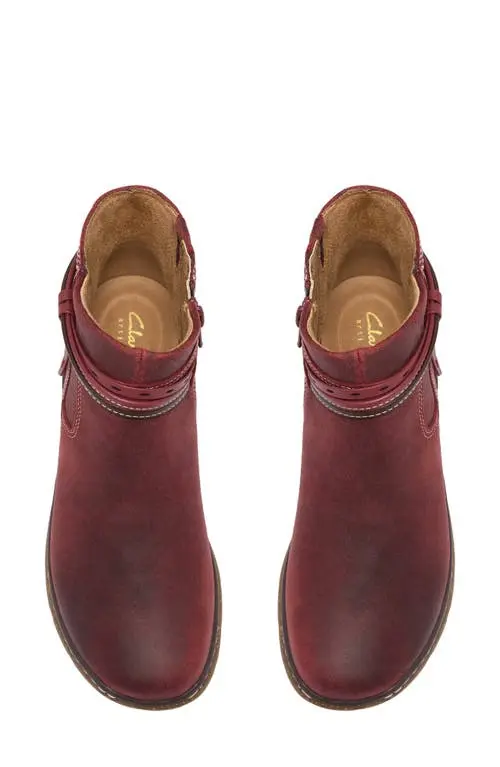 Clarks Orlene Roam Leather Bootie - Dark Red