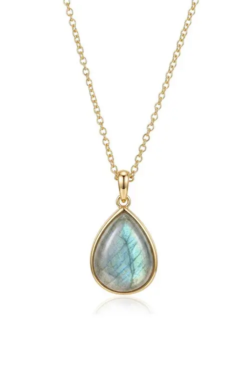 ST. MORAN 14k Gold Plated Labradorite Pendant Necklace - Green/gold