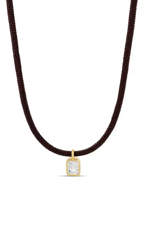 SHYMI Emerald Cut Cubic Zirconia Cord Pendant Necklace - Gold