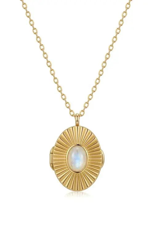 ST. MORAN 14k Gold Plated Moonstone Sunburst Pendant Necklace