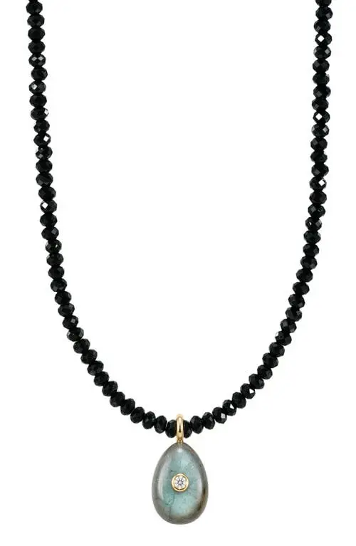 ST. MORAN Black Spinel Beaded Teardrop Pendant Necklace