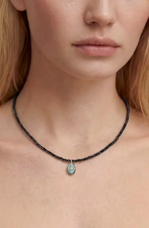 ST. MORAN Black Spinel Beaded Teardrop Pendant Necklace