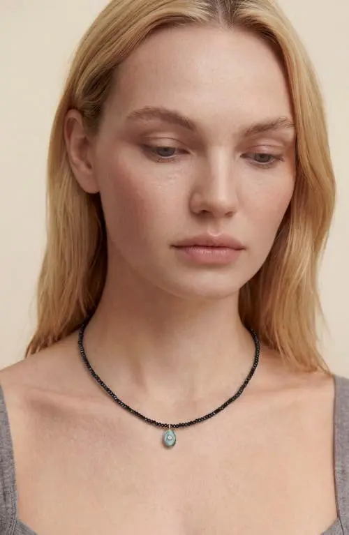 ST. MORAN Black Spinel Beaded Teardrop Pendant Necklace