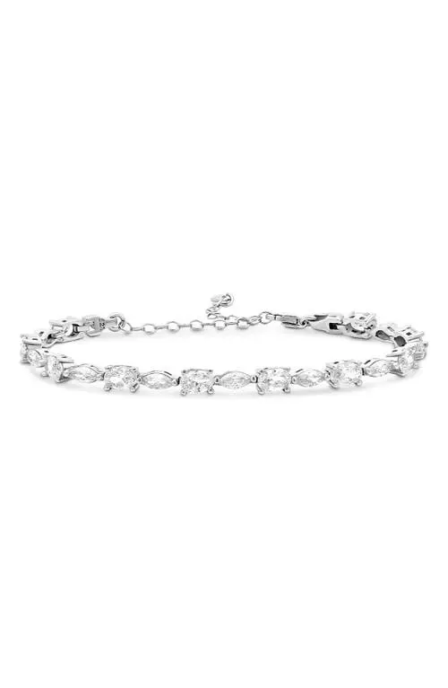 SHYMI Marquise & Oval Cubic Zirconia Tennis Bracelet - Silver