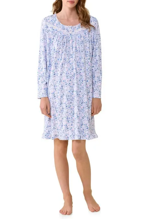 Eileen West Print Long Sleeve Cotton Nightgown - Whtditsy