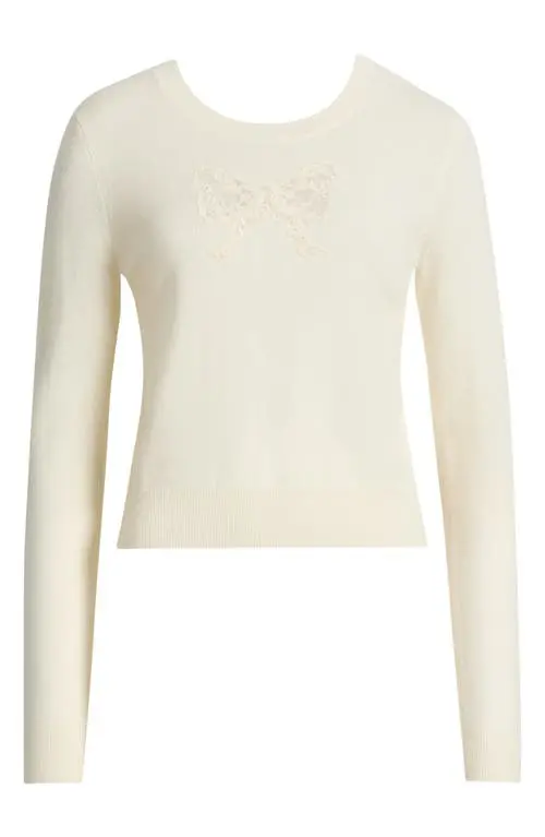 LoveShackFancy Mingley Wool And Cashmere Sweater With Lace Bow
