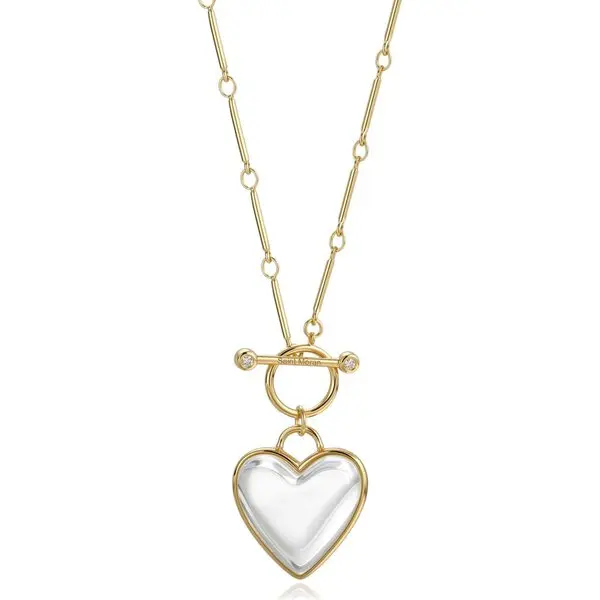 ST. MORAN 14k Yellow Plated Clear Quartz Heart Necklace - Gold