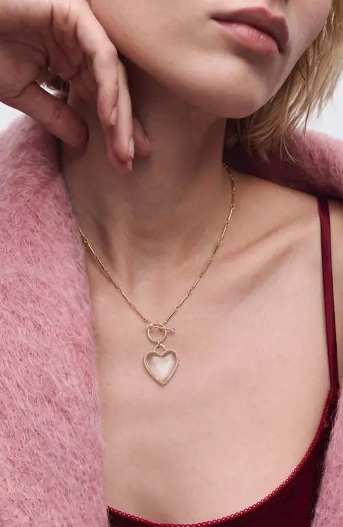 ST. MORAN Saint Moran 14k Yellow Plated Clear Quartz Heart Pendant Necklace