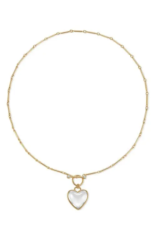 ST. MORAN Saint Moran 14k Yellow Plated Clear Quartz Heart Pendant Necklace