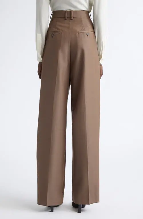 Saint Laurent Pleated Wool & Mohair Wide Leg Pants