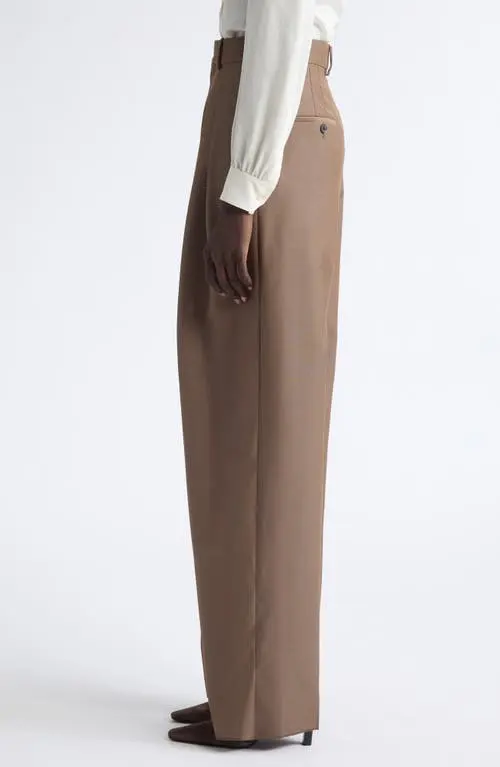 Saint Laurent Pleated Wool & Mohair Wide Leg Pants